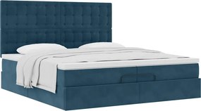 Osmanský rám postele s matrací tmavě modrý 200x200cm samet 3313641