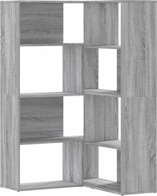 Rohová knihovna 4patrová šedá sonoma 85 x 85 x 140 cm kompozit 3307815