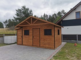 Dřevěný zahradní domek STATEK s dřevníkem bez terasy bez montáže Osobní odběr/vlastní doprava