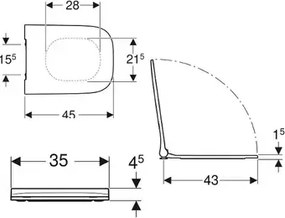 Geberit Smyle Square - WC sedátko | softclose | bílá