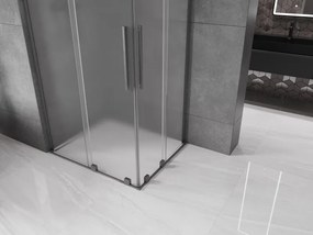 Mexen Velar L Duo, sprchový kout s posuvnými dveřmi 90 x 80 cm, 8mm sklo námraza, broušený grafit, 871-090-080-02-33-66
