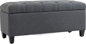 HOMCOM Čalouněná lavice se zásuvným boxem, 100 x 40 x 44 cm, tmavě šedá | Aosom