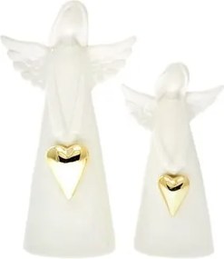 Porcelánový anděl se zlatým srdcem – velký, 19 cm