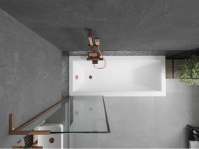 Mexen Next L, 1-křídlová vanová zástěna 60 x 150 cm, 6mm čiré sklo-černý vzor, ​​růžové zlato profil, 895-060-000-03-70-60