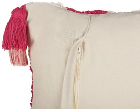 Sada 2 všívaných bavlněných polštářů se střapci 30 x 50 cm růžové/bílé ACTAEA Beliani