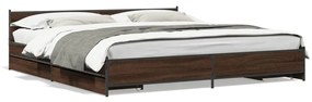 Rám postele se zásuvkami hnědý dub 180x200 cm kompozitní dřevo