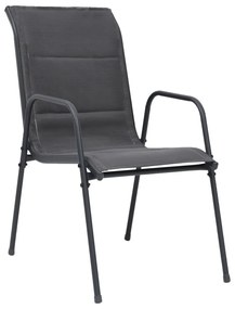 vidaXL Stohovatelné zahradní židle 2 ks ocel a textilen antracitové