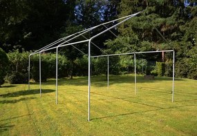 Zahradní párty stan 6×4 m, bílý a červený pruh, PVC 400 g/m²