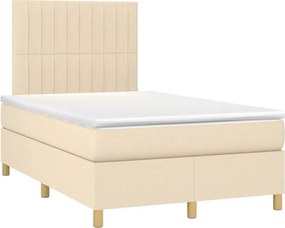 Box spring postel s matrací a LED krémová 120 x 200 cm textil 3135586