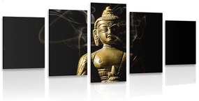 5-dílný obraz socha Buddhy - 200x100 cm