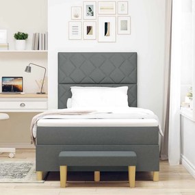 Postel s boxspringem s čelo Tmavě šedá 190 x 120 cm textil 3344360