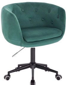 LuxuryForm DESIGN Křeslo MONTANA VELUR na černé podstavě s kolečky - zelená