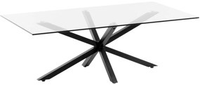 Skleněný konferenční stolek Kave Home Argo 130 x 70 cm s černou kovovou podnoží