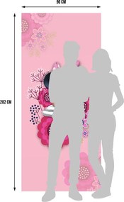 Dětská vliesová fototapeta na zed' Minnie Růžové Květiny, Disney | 90 x 202 cm | DFTDNV 5488