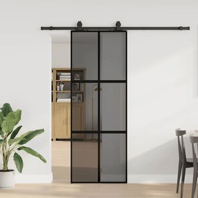 Posuvné dveře se sadou kování černé 76x205 cm Tvrzené sklo 3375886