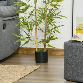 Umělá rostlina HOMCOM 120 cm v květináči se 336 listy, realistický falešný bambus pro interiér a exteriér