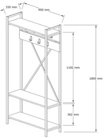Předsíňová stěna ALFA 180x90 cm bílá/černá