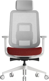 Kancelářská ergonomická židle K42 WHITE SP – síťovaná/ čalouněná, červená