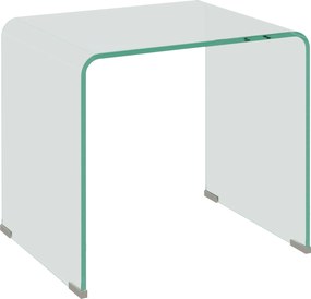 HOMCOM Moderní skleněný konferenční stolek s monoblok designem a protiskluzovými nohami, tvrzené sklo, 50x40x45 cm, průhledný | Aosom