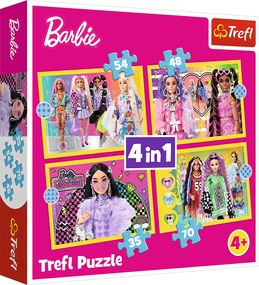 Puzzle trefl puzzle veselý svět barbie 4v1 (35, 48, 54, 70 dílků)