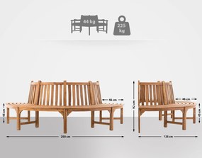 Lavice kolem stromu Leming půlkruhové provedení 250 cm – teaková