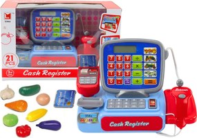 LEAN Toys Dětská pokladna se skenerem a kalkulačkou 21 kusů
