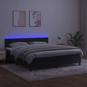 Box spring postel s matrací a LED černá 160x200 cm samet 3134473
