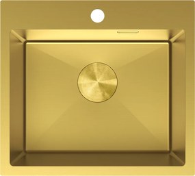 Mexen Solix, 1-komorový nerezový dřez 500 x 450 mm, broušená zlatá, 6402501000-55