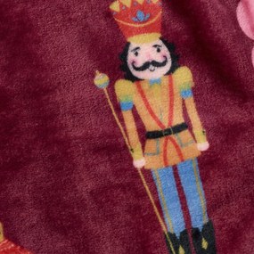 Vínová/růžová deka s vánočním motivem 170x130 cm Christmas Nutcracker – Catherine Lansfield
