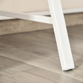 Psací stůl HOMCOM Moderní počítačový stůl s úložným prostorem a kabelovou zásuvkou Kovový rám bílý dub 84x45x85cm pro domácí kancelář a pracovnu