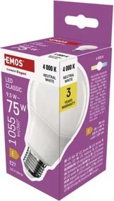 Emos lighting LED žárovka Classic A60 / E27 / 9,5 W (75 W) / 1055 lm / neutrální bílá 1525733473