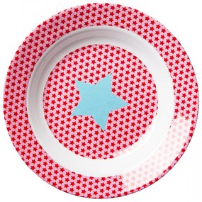 rice Hluboký melaminový talířek Girls star 20 cm, červená barva, růžová barva, melamin