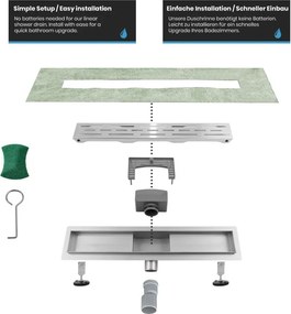 Aquamarin Sprchový podlahový žlab přerušovaný,110 cm