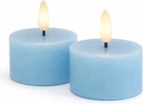 Sada LED čajové svíčky na baterie Sille Tealight, Ø 6 × 3,4 cm, modrá obloha, z pravého vosku, balení 2 ks