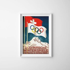 Retro plakát olympijské hry Moritz Švýcarsko