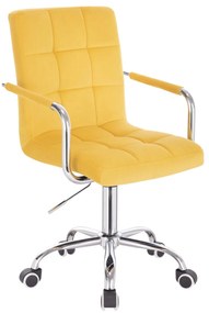 LuxuryForm Židle VERONA VELUR na stříbrné podstavě s kolečky - žlutá