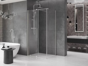 Mexen Velar, sprchový kout s posuvnými dveřmi 140 x 90 cm, 8mm čiré sklo, broušená ocel, 871-140-090-01-97