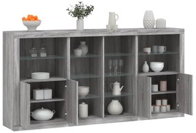 Příborník s LED osvětlením šedý sonoma 202 x 37 x 100 cm 3209189