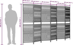 vidaXL Dělicí stěna 6 panelů polyratan [365386] Barva: Černá