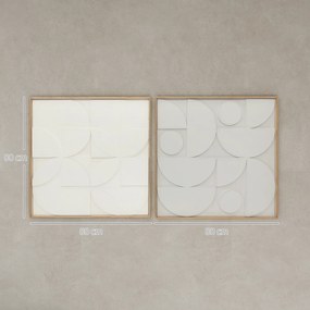 HOMCOM Dekorace stěn 3D sada 2 geometrických nástěnných dekorací Moderní nástěnná dekorace obývacího pokoje, chodby, 80 x 3,5 x 80 cm, bílá