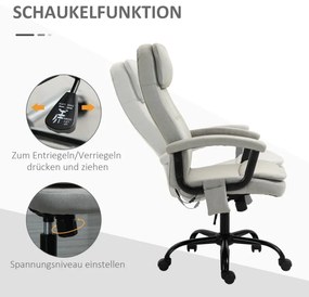Vinsetto Masážní kancelářská výškově nastavitelná otočná židle, ergonomická, béžová 63 x 70 x 112-121 cm