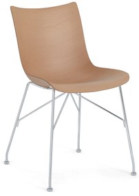 Výprodej Kartell designové jídelní židle P/Wood - skořepina buková překližka světlá, podnož ocel