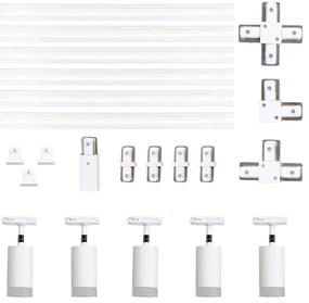 Moderní kolejnicový systém s 5 reflektory bílý 1-fázový - Iconic Jeana