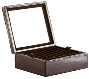 Kožená krabička na prstýnky a manžetové knoflíky GREGOR, dark brown