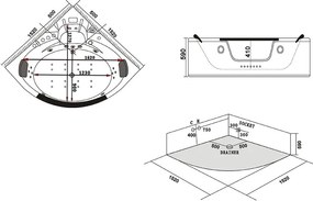BPS-koupelny Hydromasážní vana HYD-OR632A 152x152 bez ohřevu vody