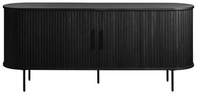 Černá nízká komoda v dekoru dubu s posuvnými dveřmi 76x180 cm Nola – Unique Furniture