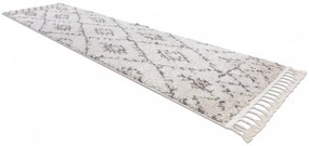 Dywany Łuszczów, Běhoun Berber Fez cream, 60x200, bílá, ložnice