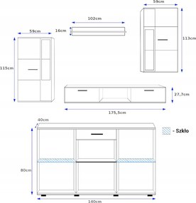 Nábytková Stěna s komodou Salsa, bílá barva