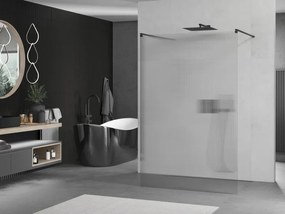 Mexen Kioto, sprchová zástěna Walk-In 140 x 200 cm, 8mm sklo s žebrovým vzorem, černý profil, 800-140-002-70-09