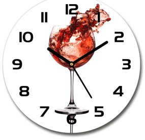 Wallmuralia Skleněné hodiny kulaté Sklenička vína fi 30 cm